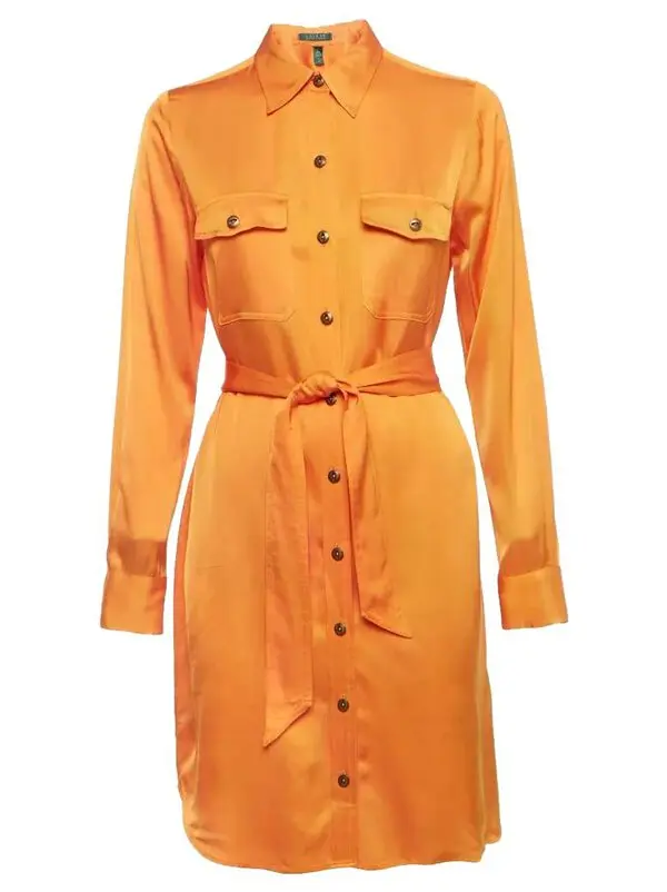 Polo Ralph Lauren Satin Button Dress - Orange