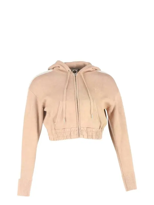 Sandro Zip-up Cropped Hoodie - Neutrals