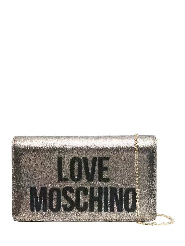 Moschino Chain-strap Logo-patch Crossbody Bag - Gold