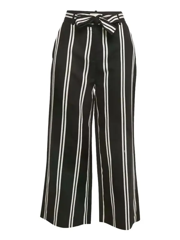 Maje Gabardine Striped Wide-leg Trousers - Black
