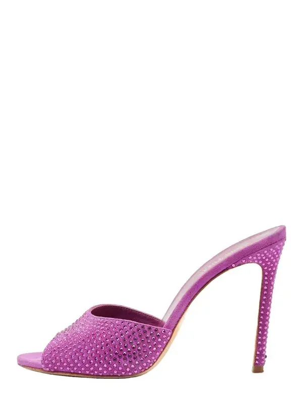 Paris Texas Suede Crystal Heeled Sandals - Purple