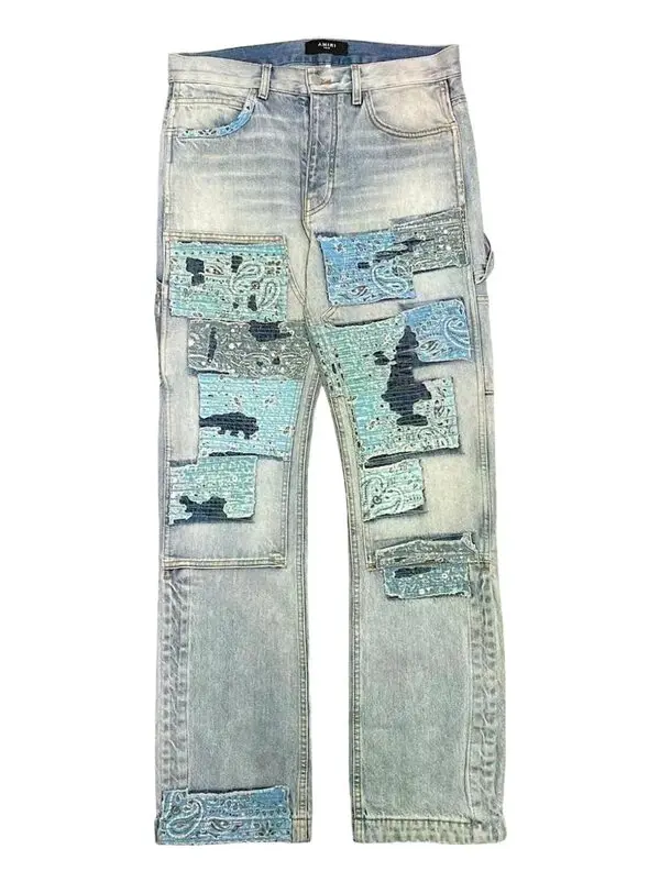 Amiri Patchwork Wide-leg Jeans - Blue