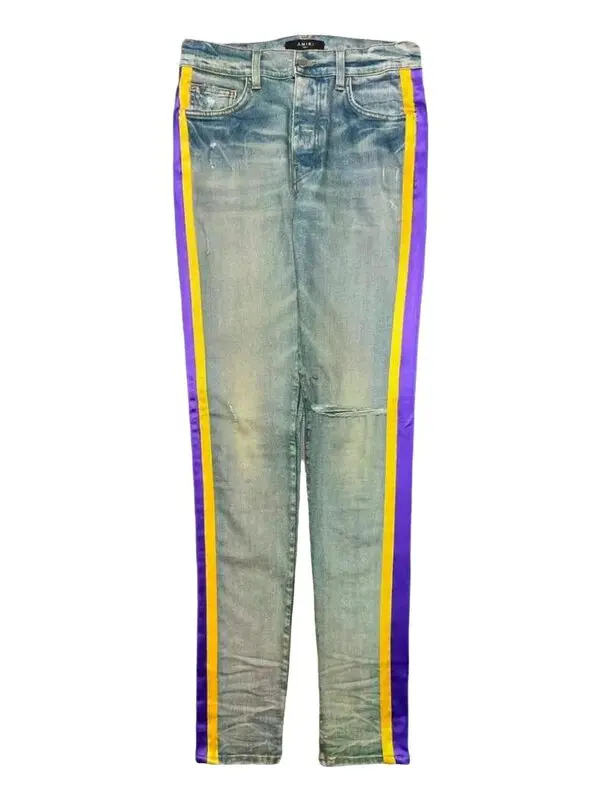 Amiri Side-stripes Straight-leg Jeans - Blue