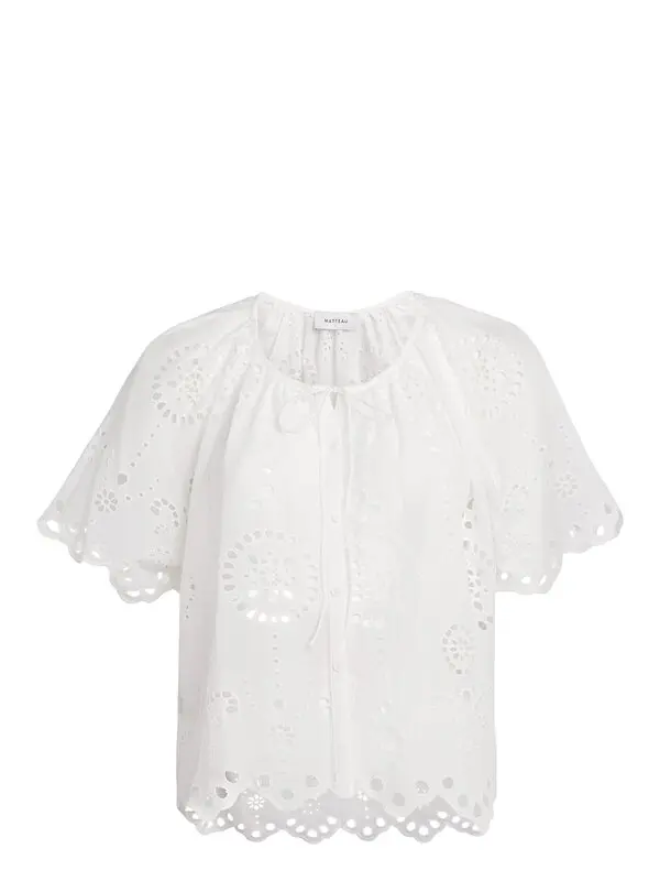 Matteau Cotton Broderie Anglaise Blouse - White