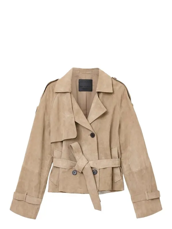 ALLSAINTS Suede Reed Trench Jacket - Brown