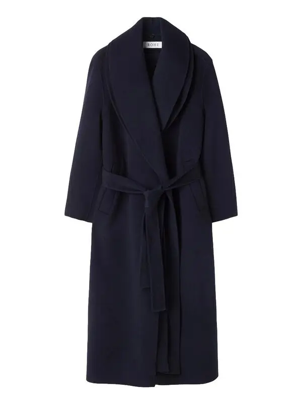 RÃHE Signature Double Faced Scarf Coat - Navy