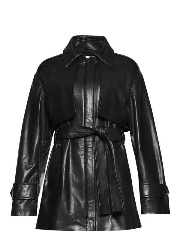 Nour Hammour Priya Sculpted Leather Jacket - Black