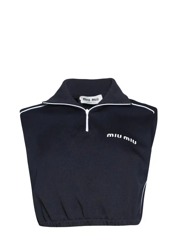 Miu Miu Jersey Cropped Vest - Blue