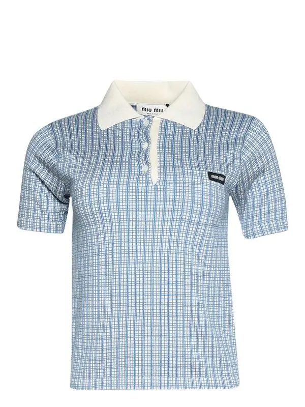 Miu Miu Check Polo Top - Blue