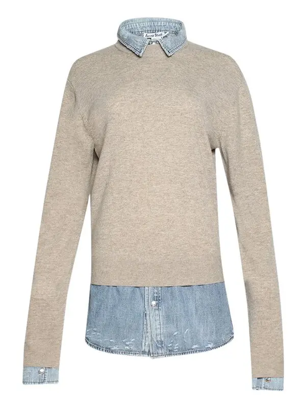 Acne Studios Wool Jumper With Layered Detail - Beige