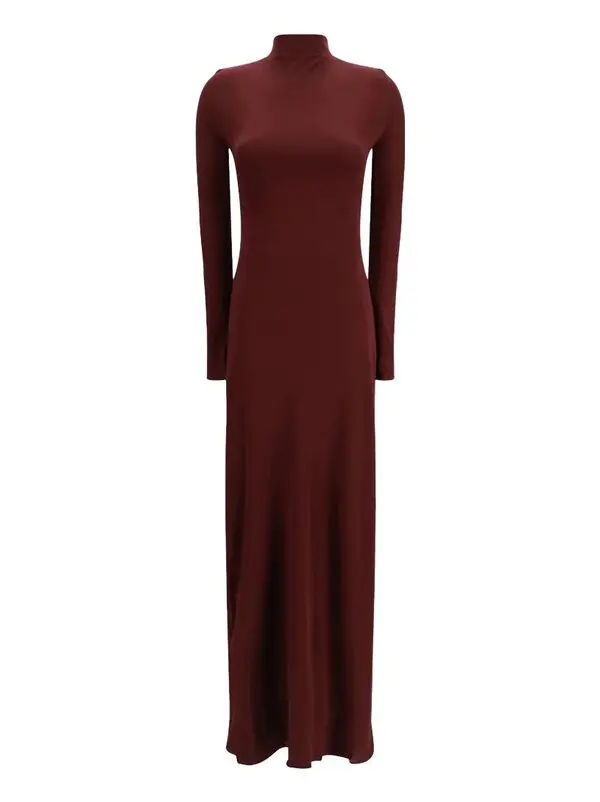 ALAÃA Draped Long Sleeve Dress - Burgundy