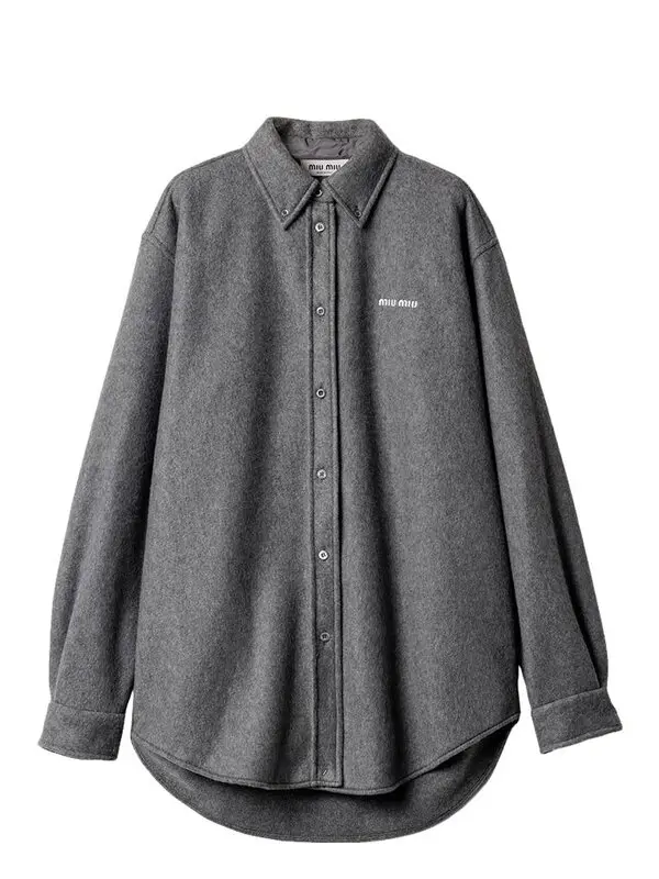 Miu Miu Relaxed-fit Fleece Shirt - Grey