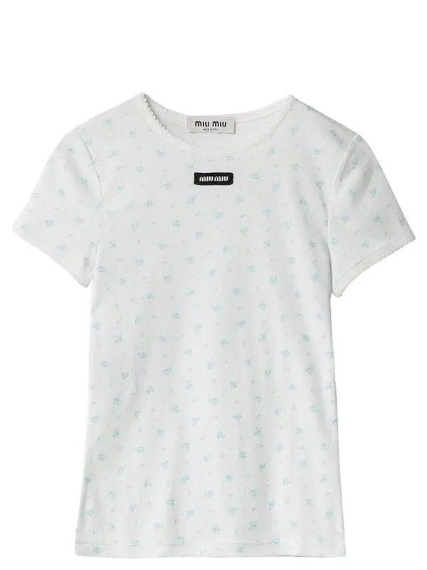 Miu Miu Floral Print T-shirt - White