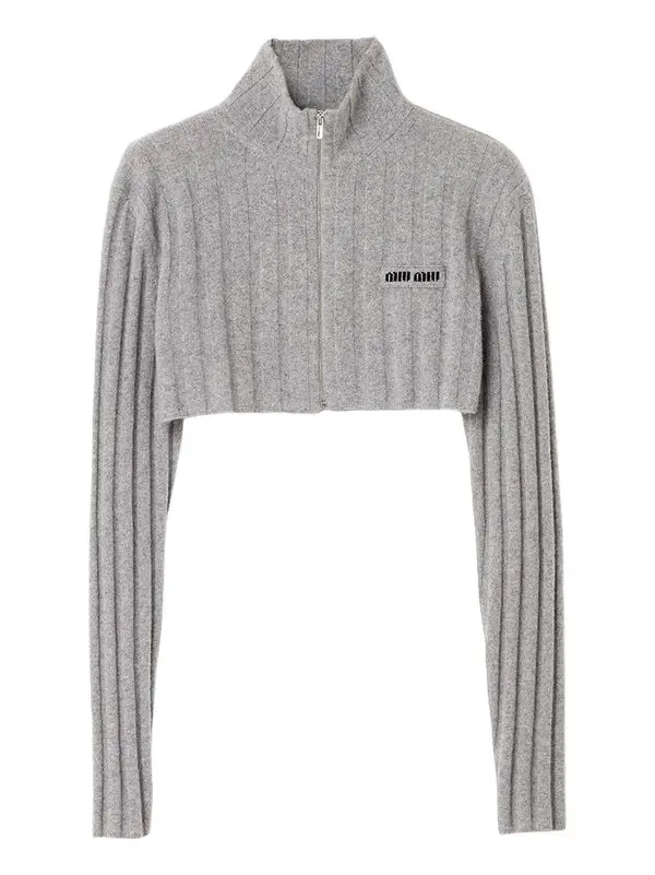 Miu Miu Cropped Cardigan - Grey