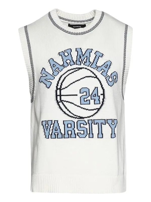 NAHMIAS Knit Varsity Basketball Jersey - White