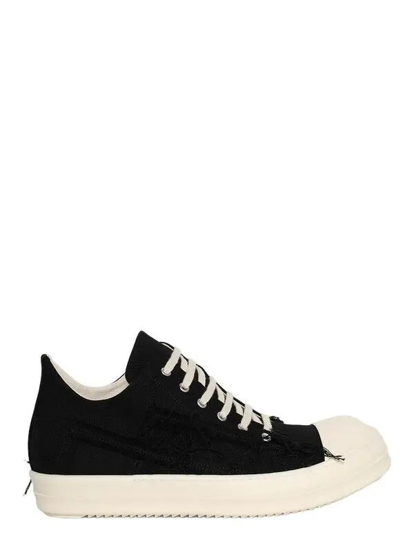 Rick Owens Slashed Denim Low-top Sneakers - Black