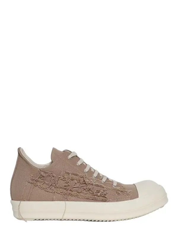 Rick Owens Slashed Denim Low-top Sneakers - Khaki