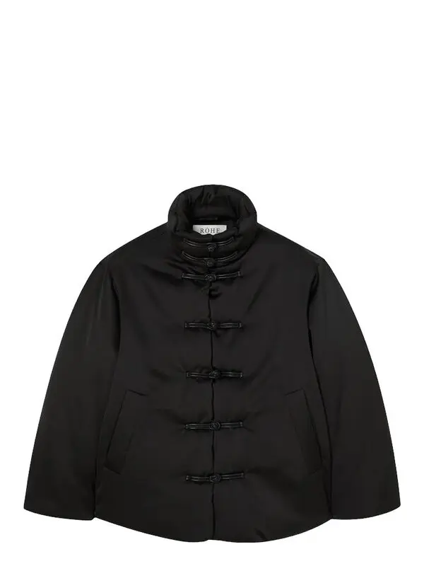 RÃHE Mandarin Satin Padded Jacket - Black
