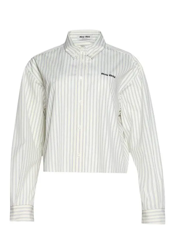 Miu Miu Checked Poplin Shirt - Cream