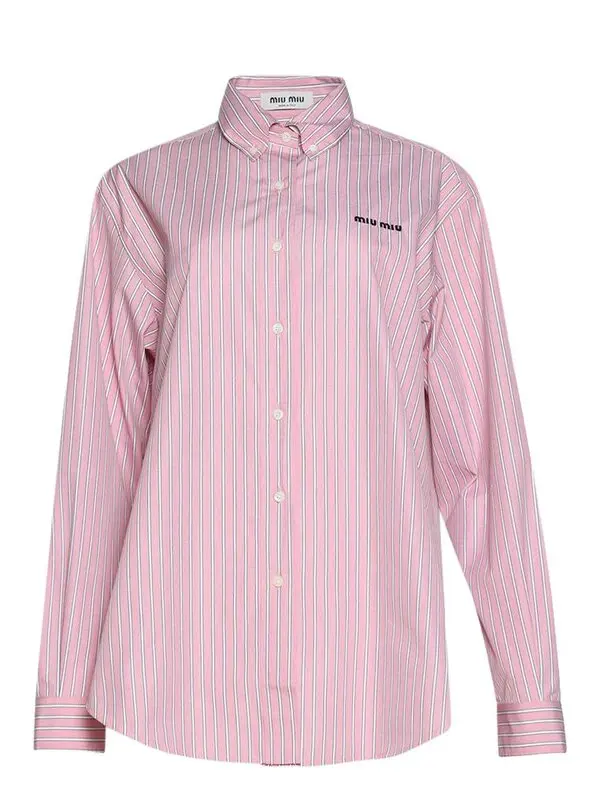 Miu Miu Oversize Stripe Poplin Shirt - Red