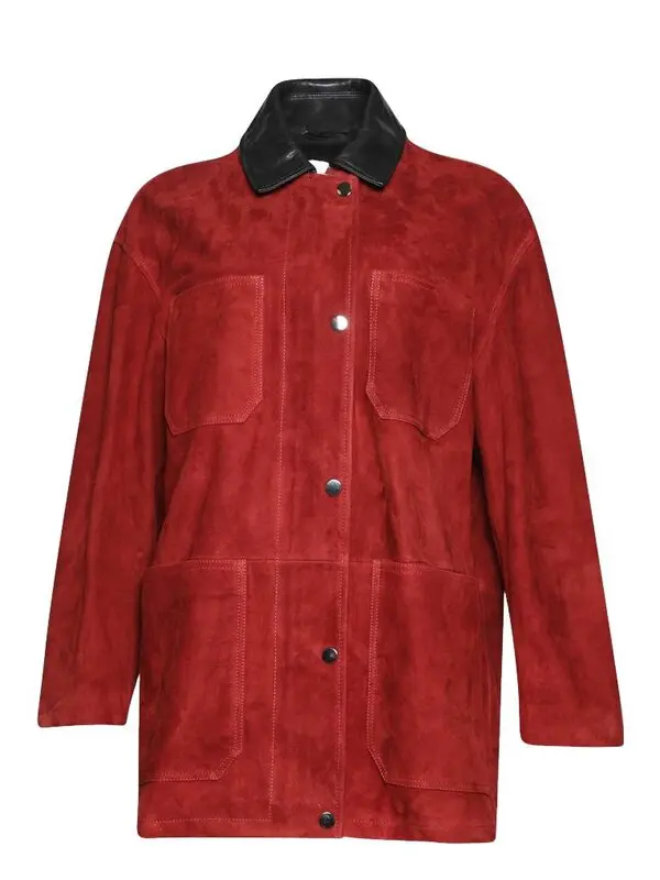 Nour Hammour Suede Barn Jacket - Red