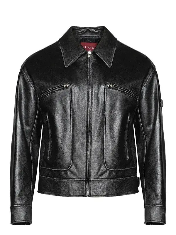 Gucci Treated Bull Leather Jacket - Black