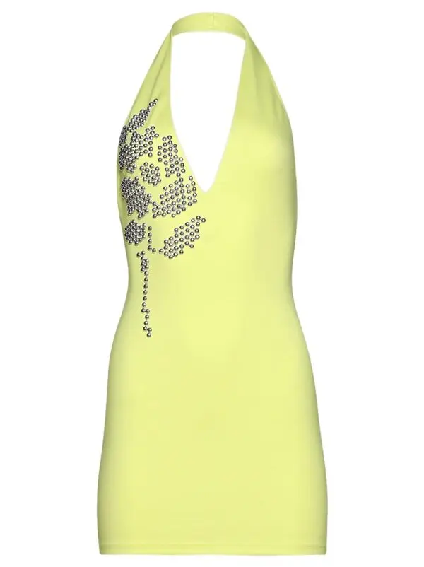 David Koma Halterneck Mini Dress - Yellow