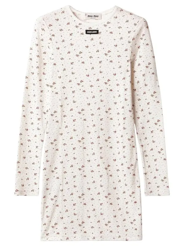 Miu Miu Costina Print Mini Dress - White