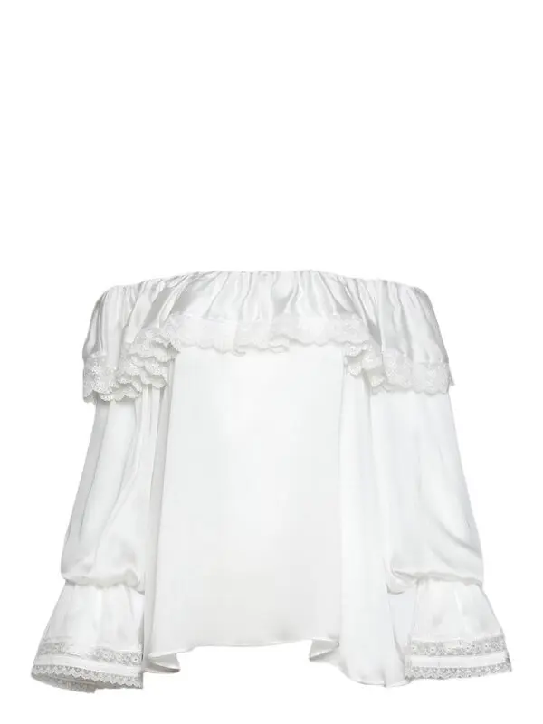 THE IRISH TWIN Off-the-shoulder Silk Blouse - Off White