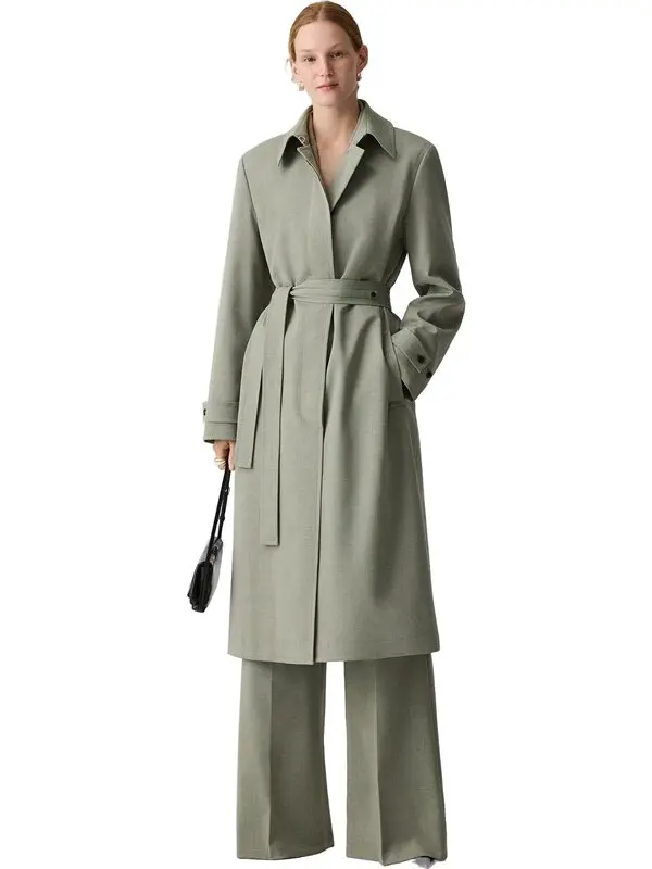 Theory Wool Gabardine Car Coat - Vetiver Melange