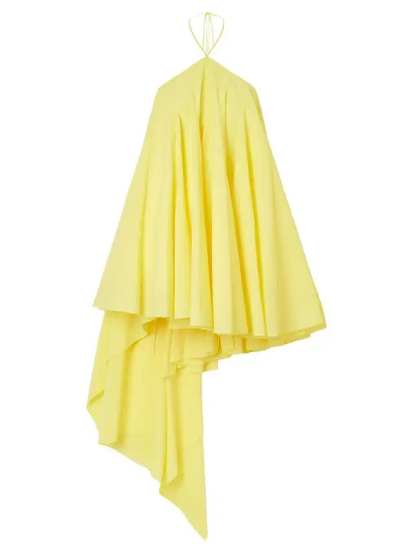 Jacquemus Asymmetric Cotton-blend Halterneck Dress - Yellow