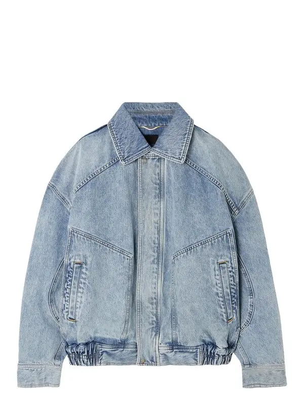 Saint Laurent Oversized Paneled Denim Jacket - Blue