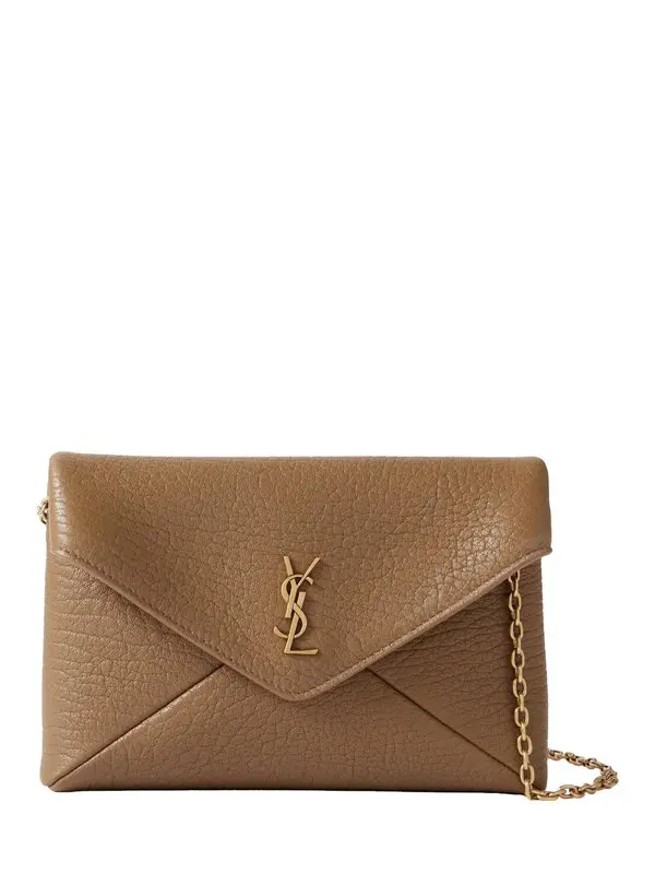 Saint Laurent Cassandre Textured-leather Shoulder Bag - Brown