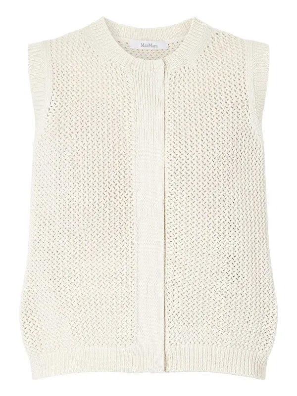 Max Mara Open-knit Silk-blend Top - Ivory