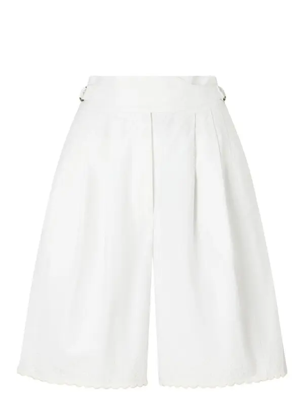 BODE Closerie Belted Cotton-poplin Shorts - Ecru