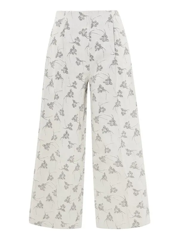 DESTREE Martha Floral Denim-jacquard Wide-leg Pants - Gray