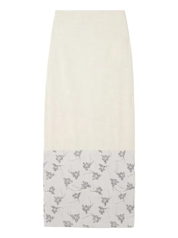 DESTREE Mila Woven And Denim-jacquard Midi Skirt - Neutrals