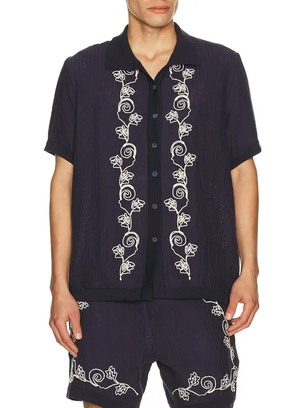 Agua Bendita Jared Shirt In Navy - Navy & White