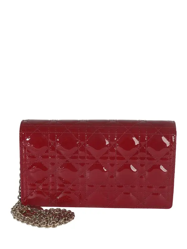 Dior Patent Cannage Lady Chain Pouch - Red