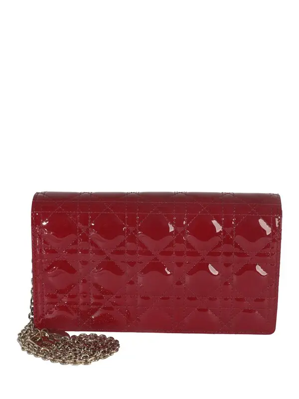 Dior Patent Cannage Lady Chain Pouch - Red