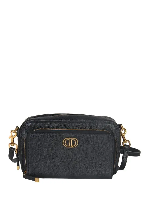 Dior Grained Calfskin Caro Double Pouch - Black