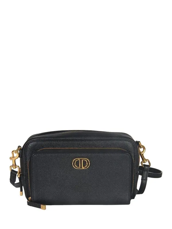 Dior Grained Calfskin Caro Double Pouch - Black