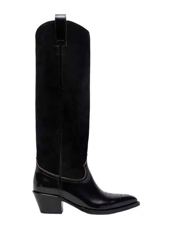 BUTTERO® Annie Suede-panel Cowboy Boots - Black