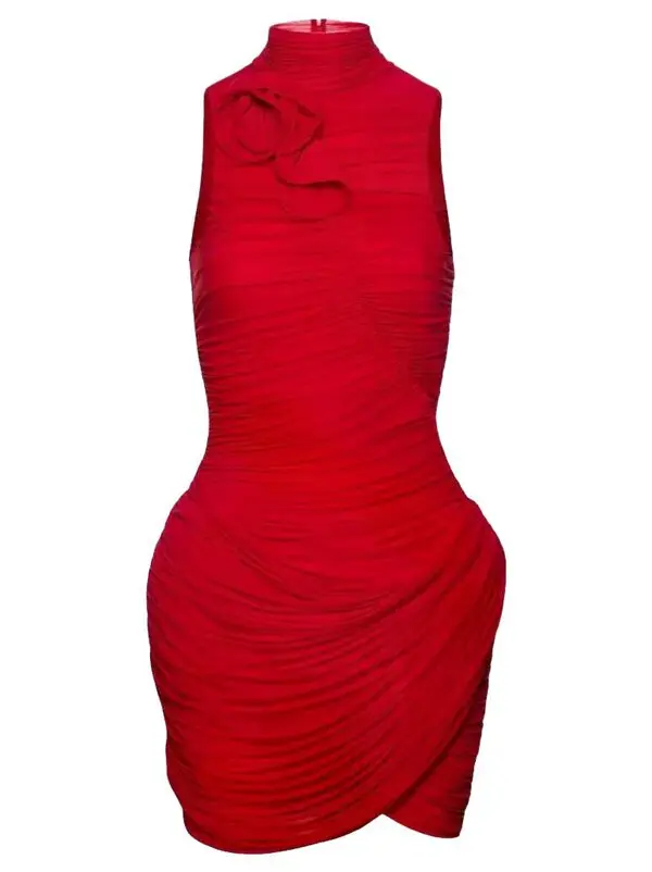 Magda Butrym Flower Draped Mini Dress - Red
