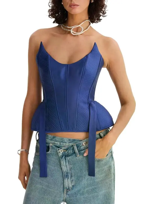 MOOS STUDIO Tie-fastening Top - Blue