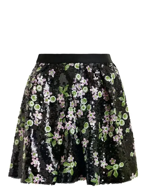 Essentiel Antwerp Floral Sequin Skirt - Black