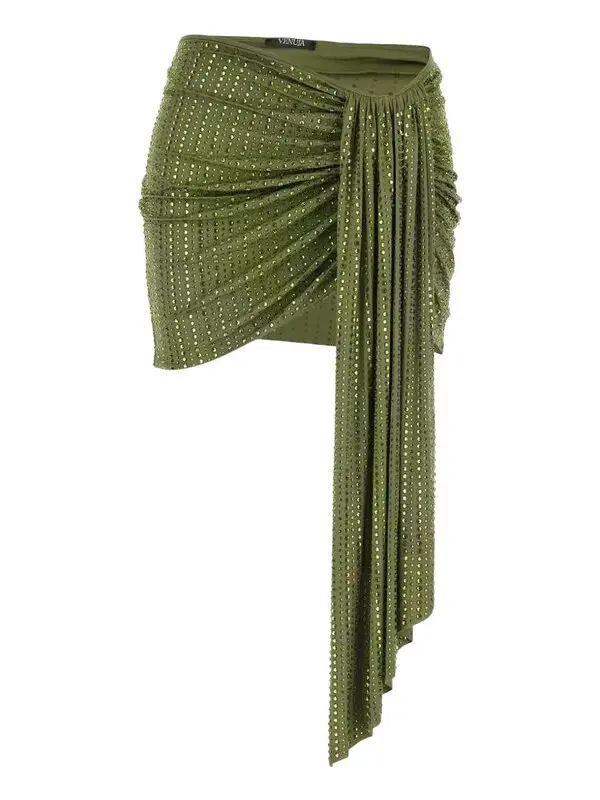 VENUJA Rhinestone-embellished Skirt - Green