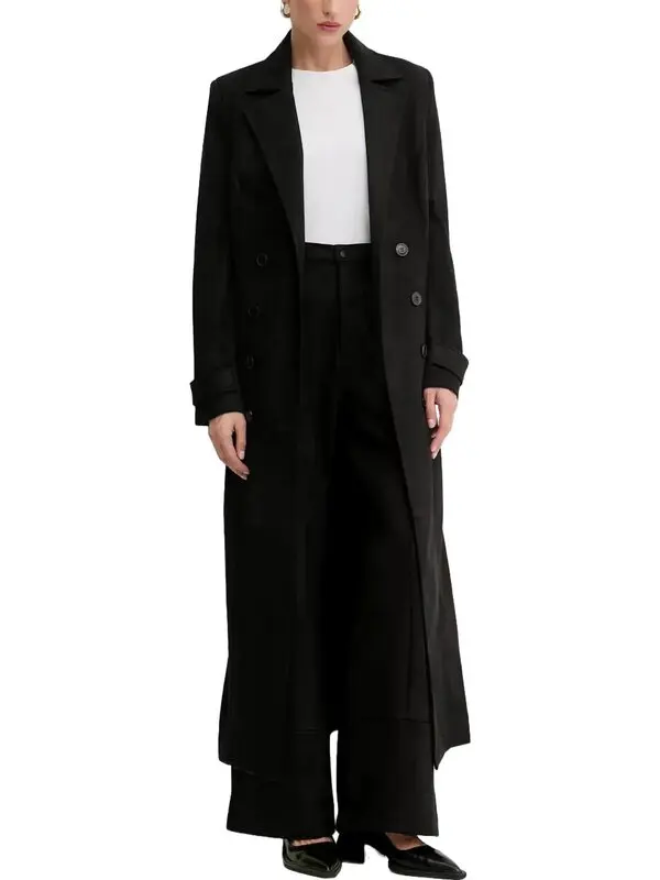 Bardot Double-breasted Tie Coat - Black