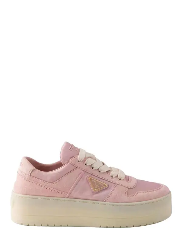Prada Downtown Bold Re-nylon And Suede Sneakers - Pink