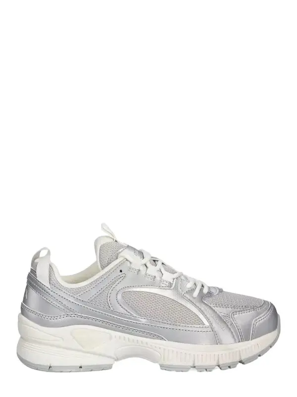 Armani Exchange Panelled Metallic Trainers - Silver